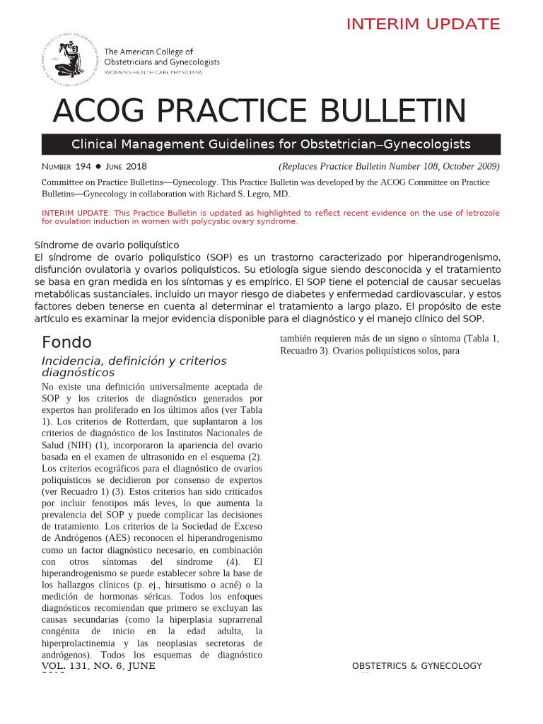 ACOG p b 194 Ovario Poliquistico 2018 | PDF | Testosterona ...