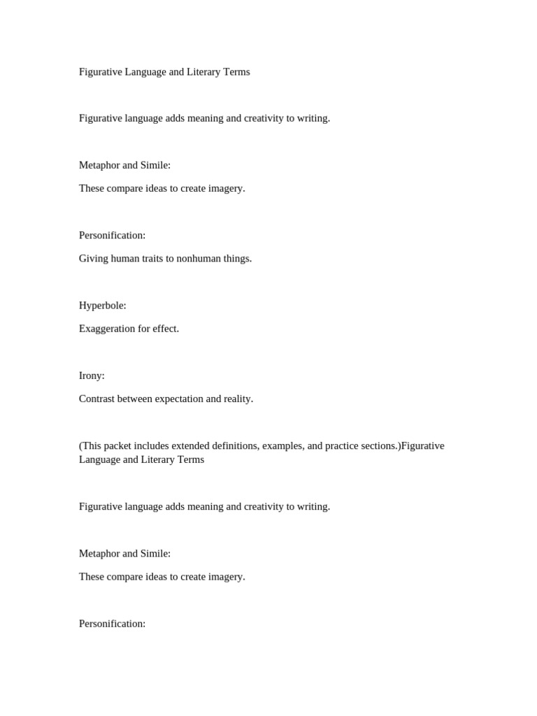 Figurative Language and Literary Terms | PDF | Metaphor | Irony