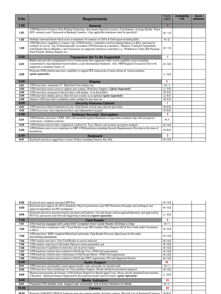 ATM Specifications and Requirements | PDF | Automated Teller Machine | Emv