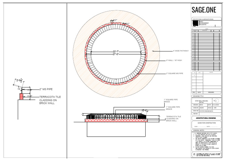 Step Well Railing Detail Drawing | PDF | Architectural Design ...