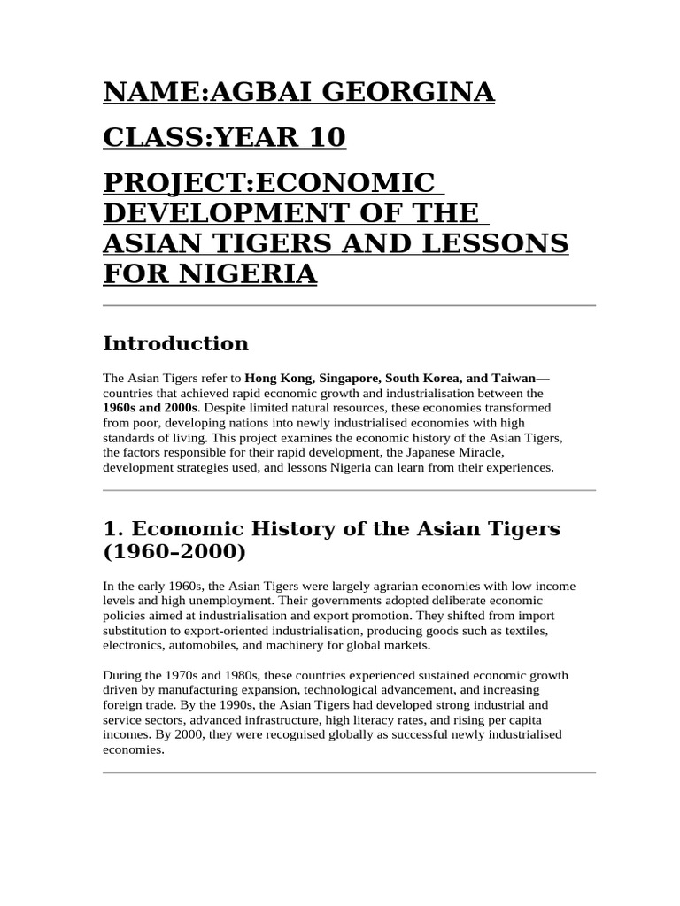 Economic Growth Lessons from Asian Tigers | PDF | Four Asian Tigers ...