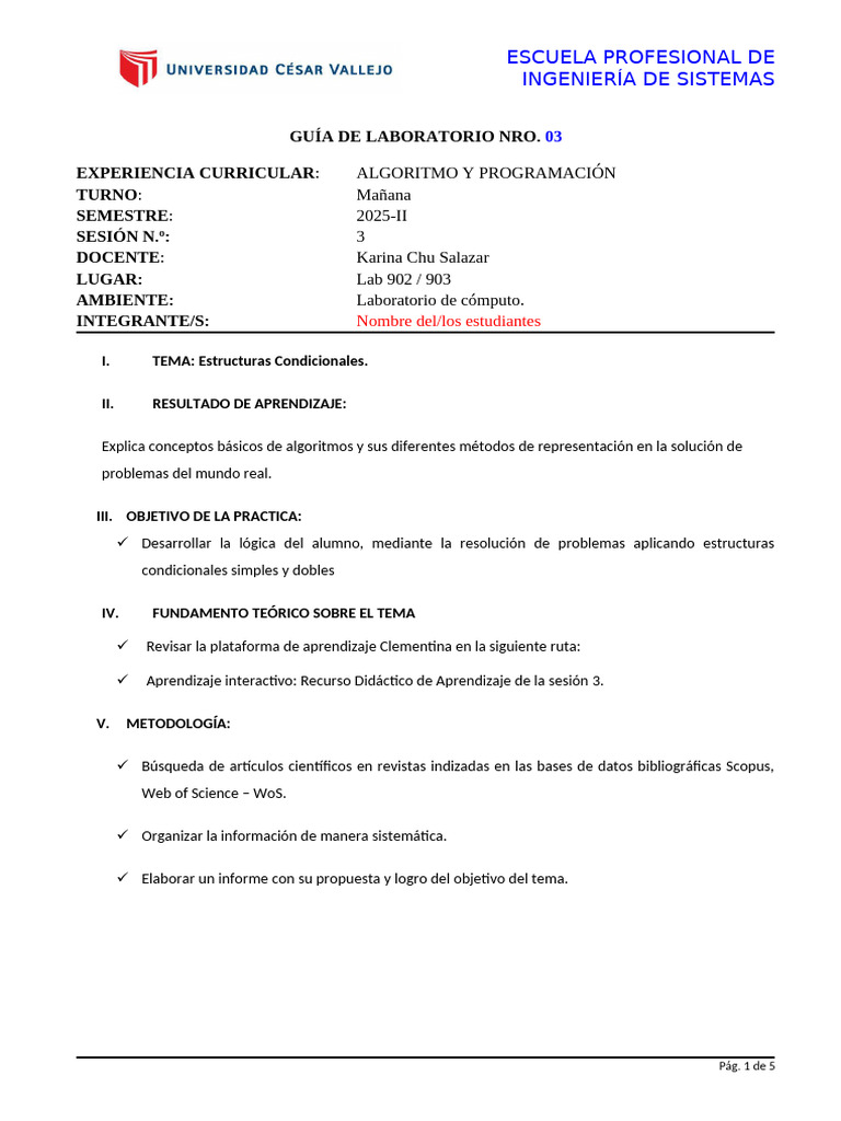 Práctica de Algoritmos: Estructuras Condicionales | PDF | Algoritmos ...
