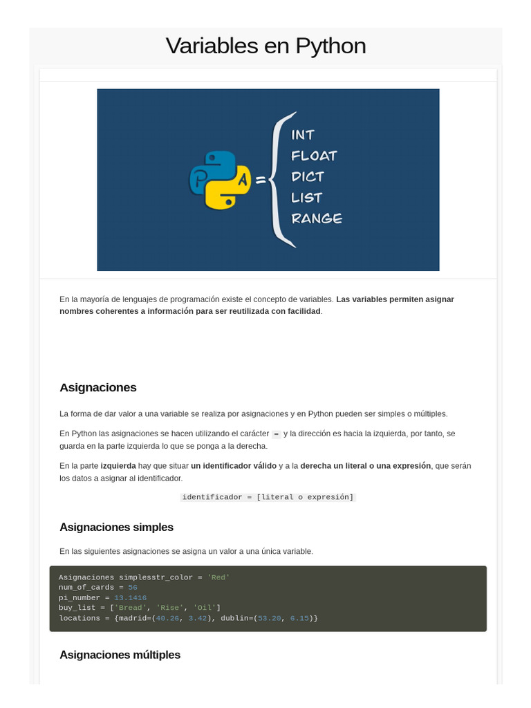 clase2a | PDF | Python (lenguaje de programación) | Variable (informática)