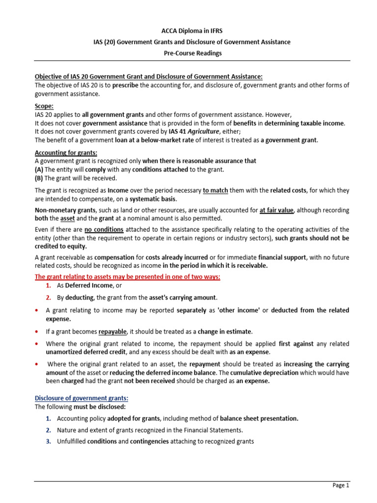 IAS 20: Government Grants Accounting Guide | PDF | International ...