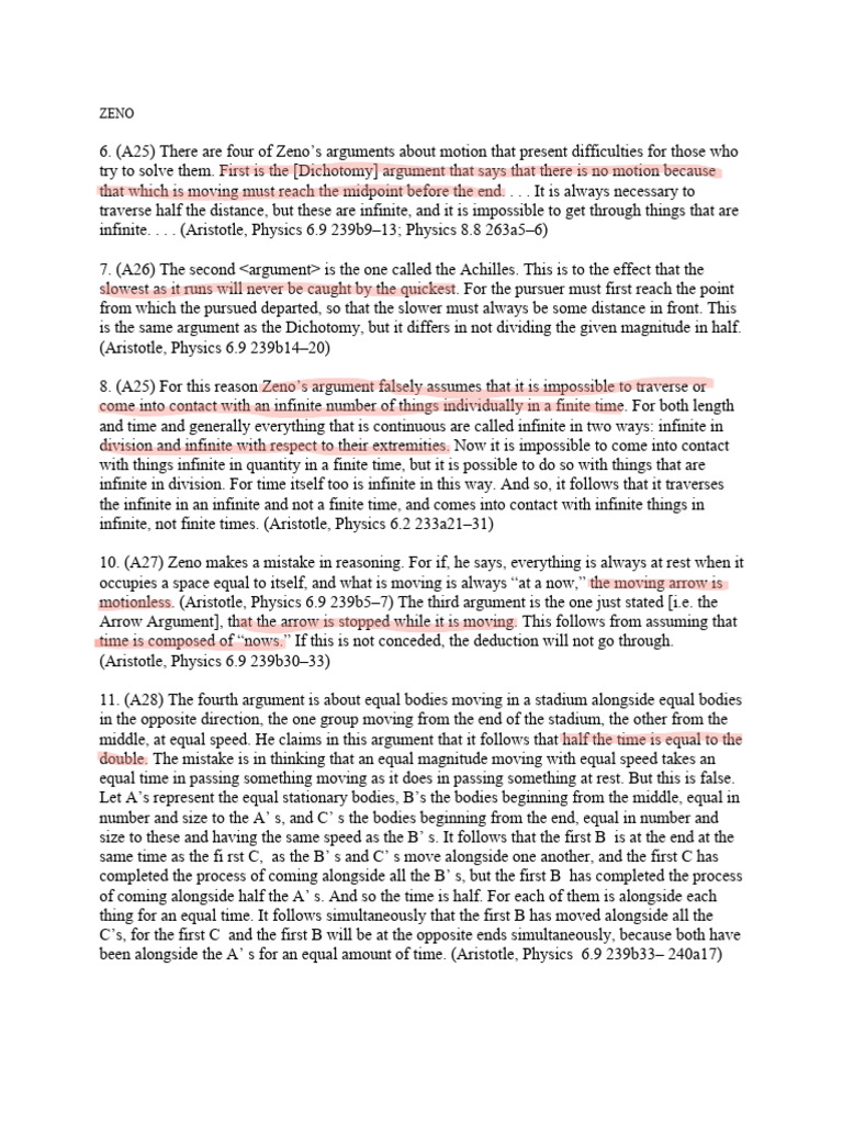 Zeno's Paradoxes of Motion Explained | PDF | Infinity | Metaphysics