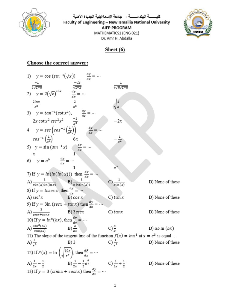 Sheet6 | PDF | Elementary Mathematics | Analytic Geometry