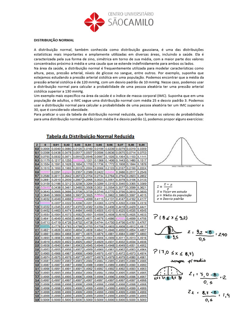 Distribuição Normal na Saúde: Exemplos e Exercícios | PDF ...