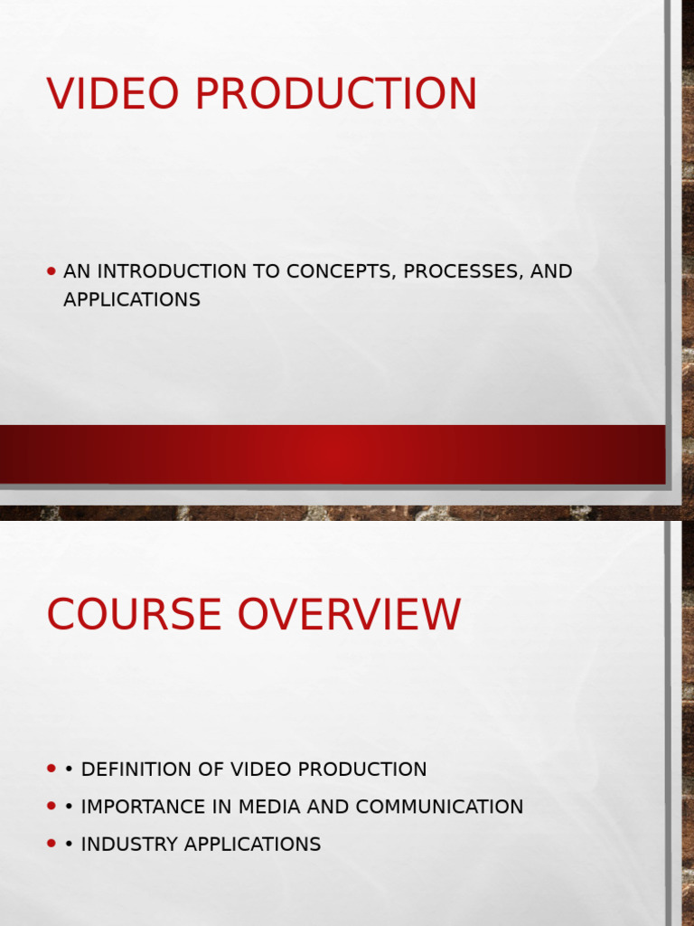 Video Production: Concepts & Applications | PDF