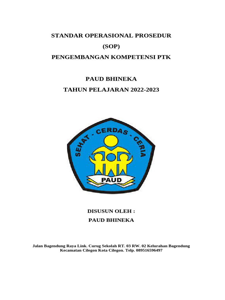 SOP Pengembangan Kompetensi PAUD 2022 | PDF