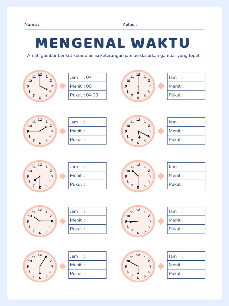 Mengisi Keterangan Waktu Jam | PDF