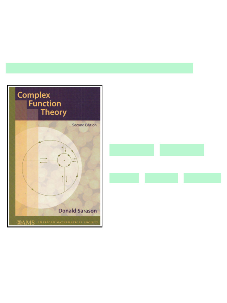 Complex Function Theory 2nd Edition full | PDF | Textbook