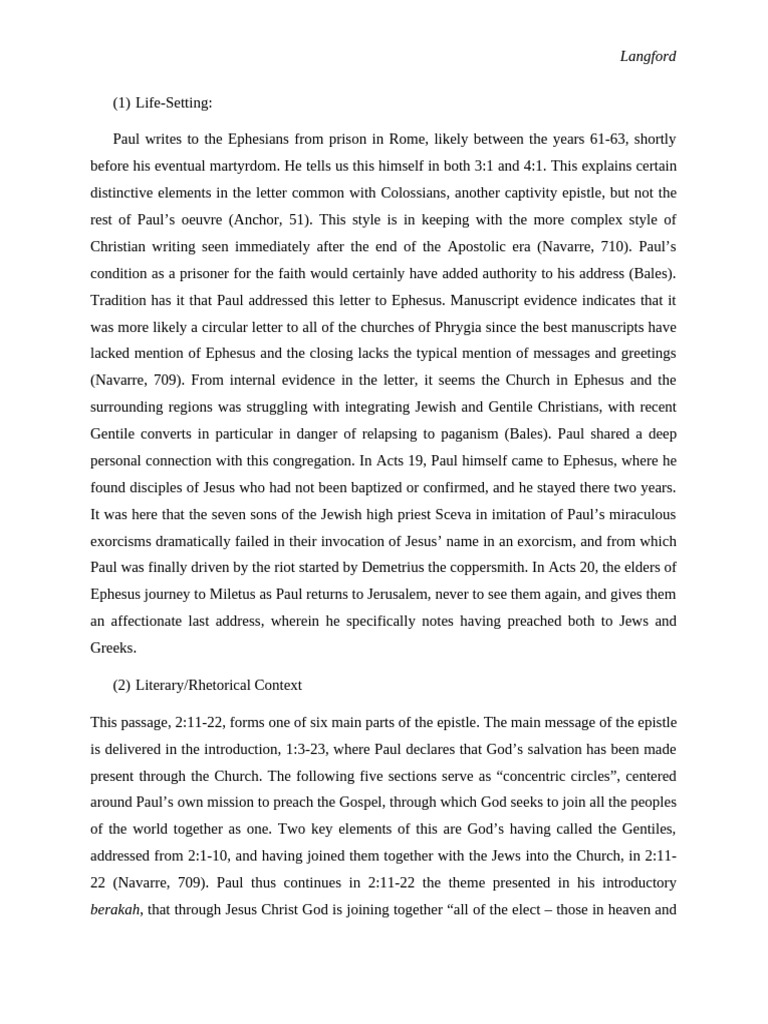 Ephesians Paper First Draft | PDF | Paul The Apostle | Jesus