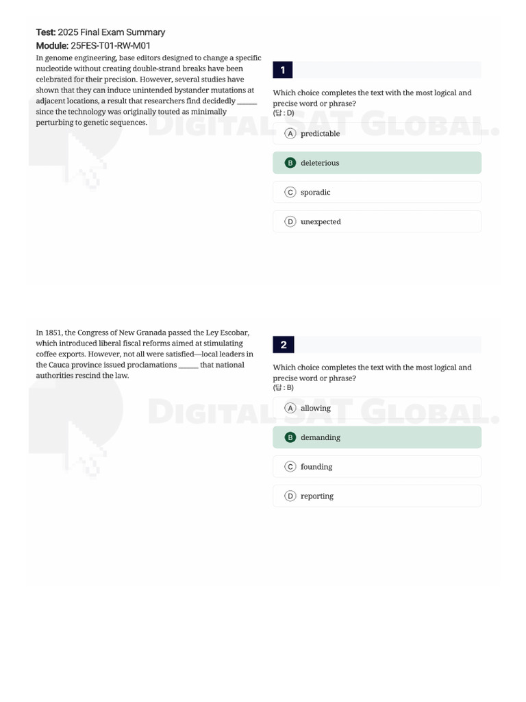 2025 SAT Example Questions | PDF