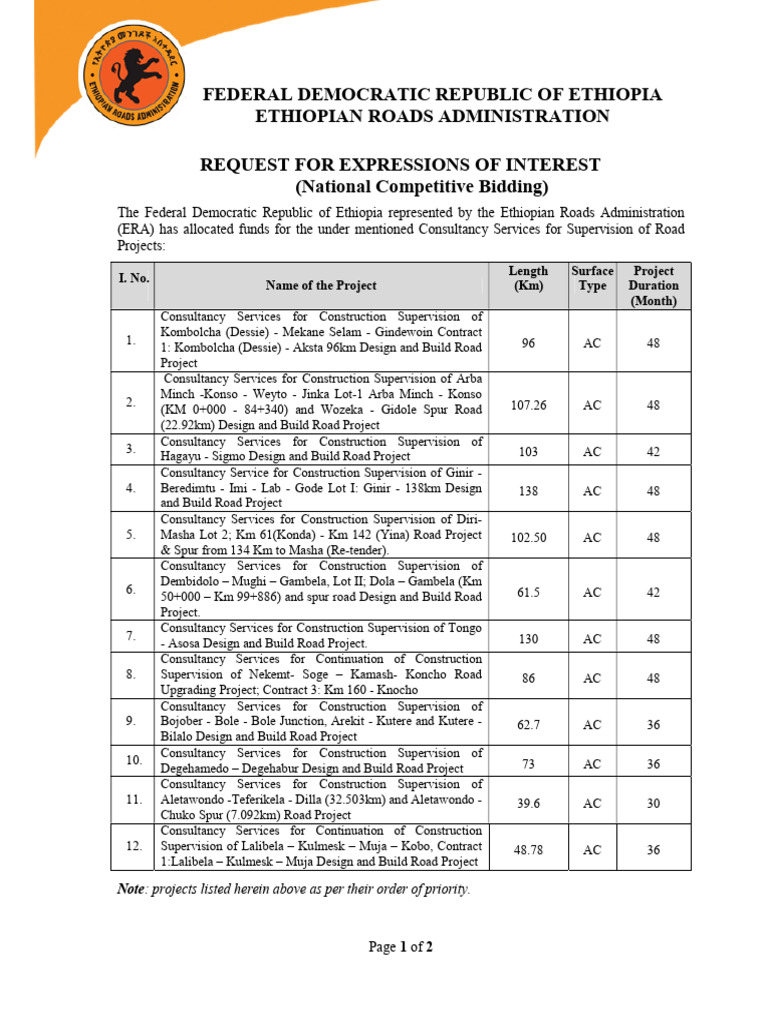 EOI Notice For 12 Supervision Projects | PDF