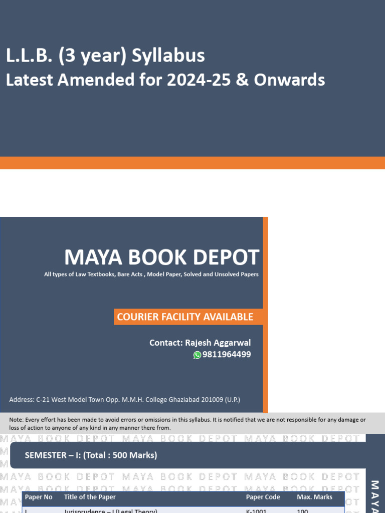 LLB 3-Year Syllabus 2024-25 Overview | PDF | Tort | Private Law