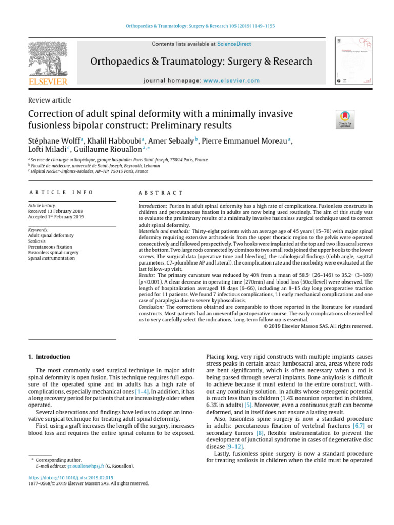 Correction of Adult Spinal Deformity With a Minima 2019 Orthopaedics ...