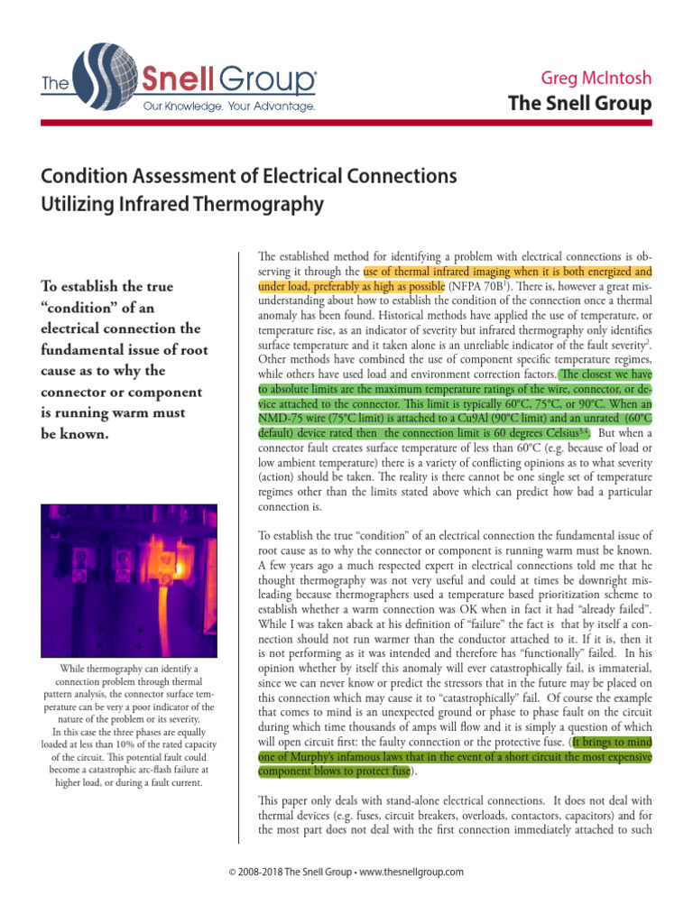 Infrared Thermography for Electrical Connections | PDF | Electrical ...