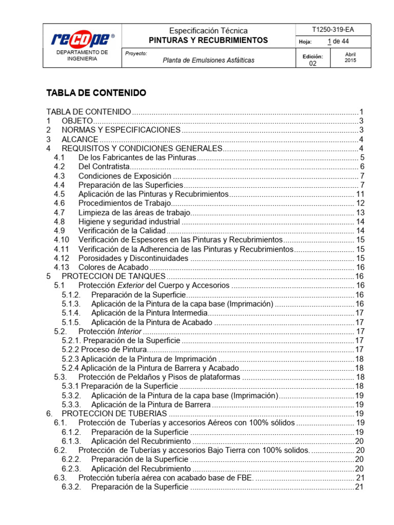 ANEXO 3 NIR-405 Especificación de Pintura | PDF | Pintar | Abrasivo