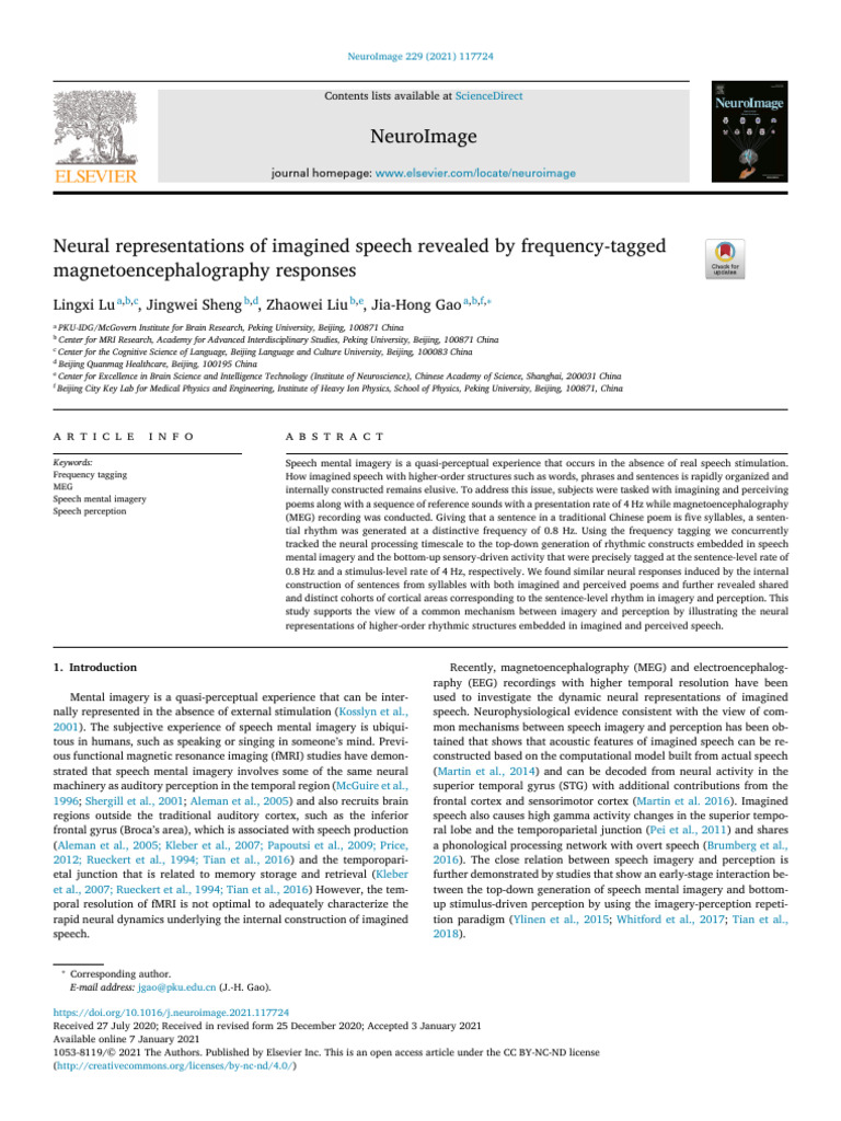 Neural Representations of Imagined | PDF | Magnetoencephalography ...
