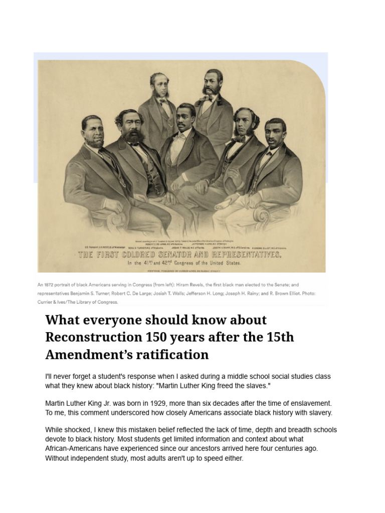 Understanding Reconstruction's Legacy | PDF | Fifteenth Amendment To ...