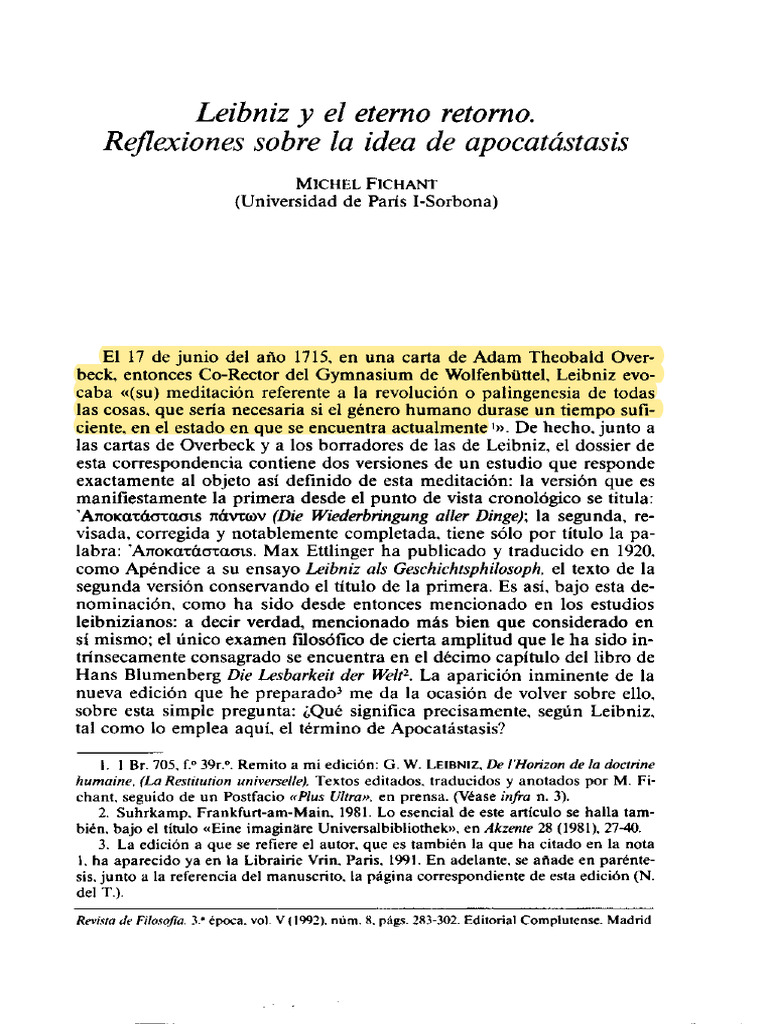 Leibniz y El Eterno Retorno - Fichan, Michel | PDF | Gottfried Wilhelm ...