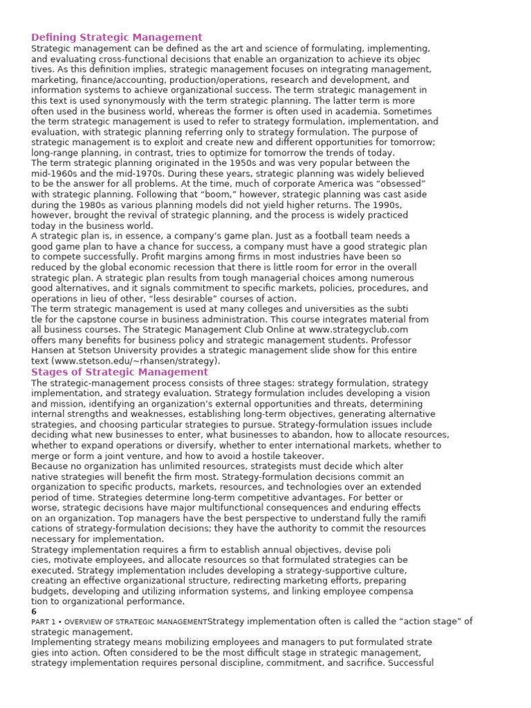 Defining Strategic Management | PDF | Strategic Management | Strategic Planning