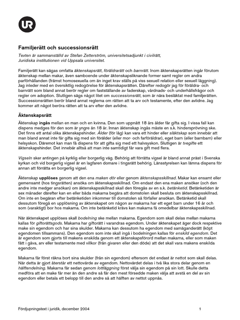 Familje Och Successionsratt Allmant | PDF