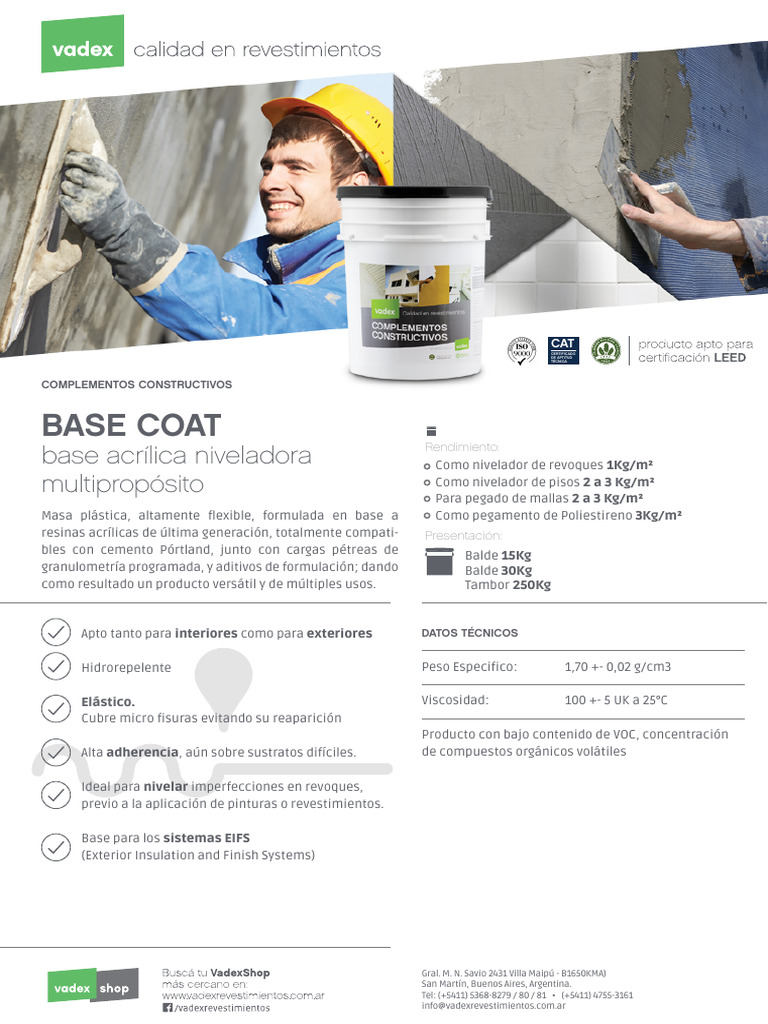 Base Coat: Nivelador Acrílico Multifuncional | PDF | Sector secundario ...