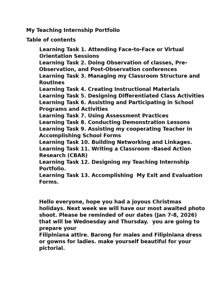 My Teaching Internship Portfolio | PDF