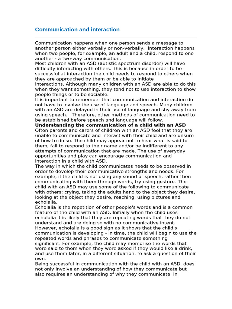 Understanding Communication in ASD | PDF | Autism | Communication