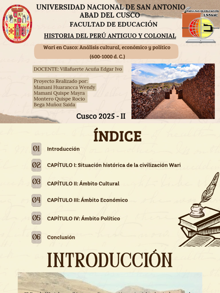 Presentación Proyecto de Historia Vintage Marrón | PDF | Imperio Inca