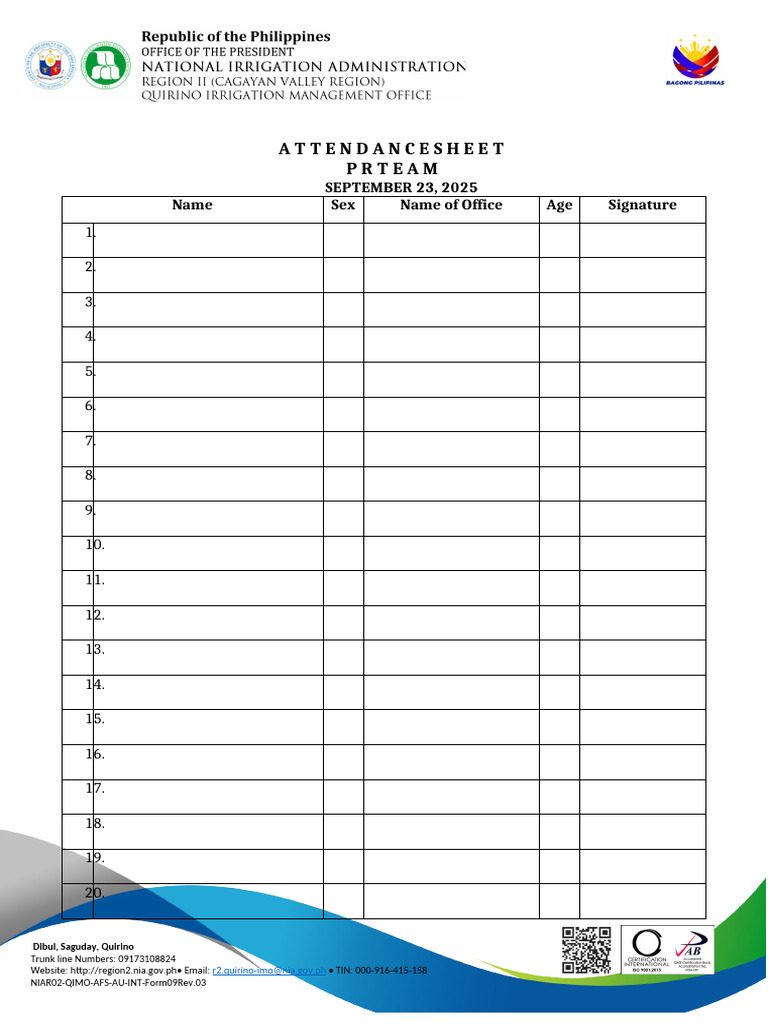 Op-Admin Attendance Sheet | PDF