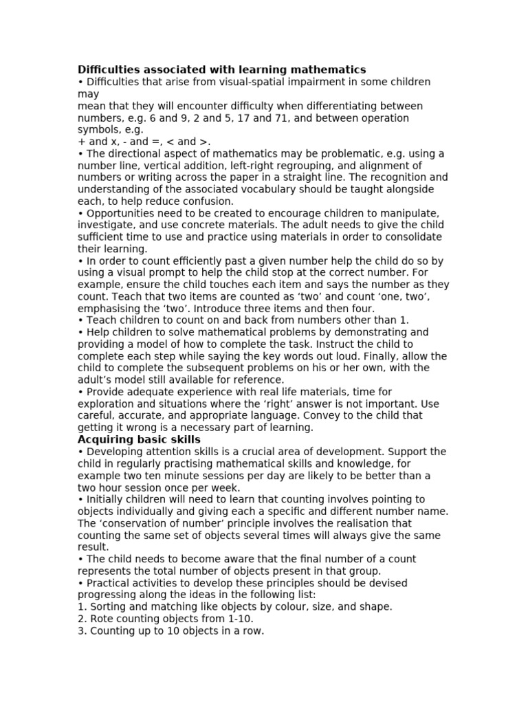Overcoming Math Learning Difficulties | PDF | Learning | Numbers