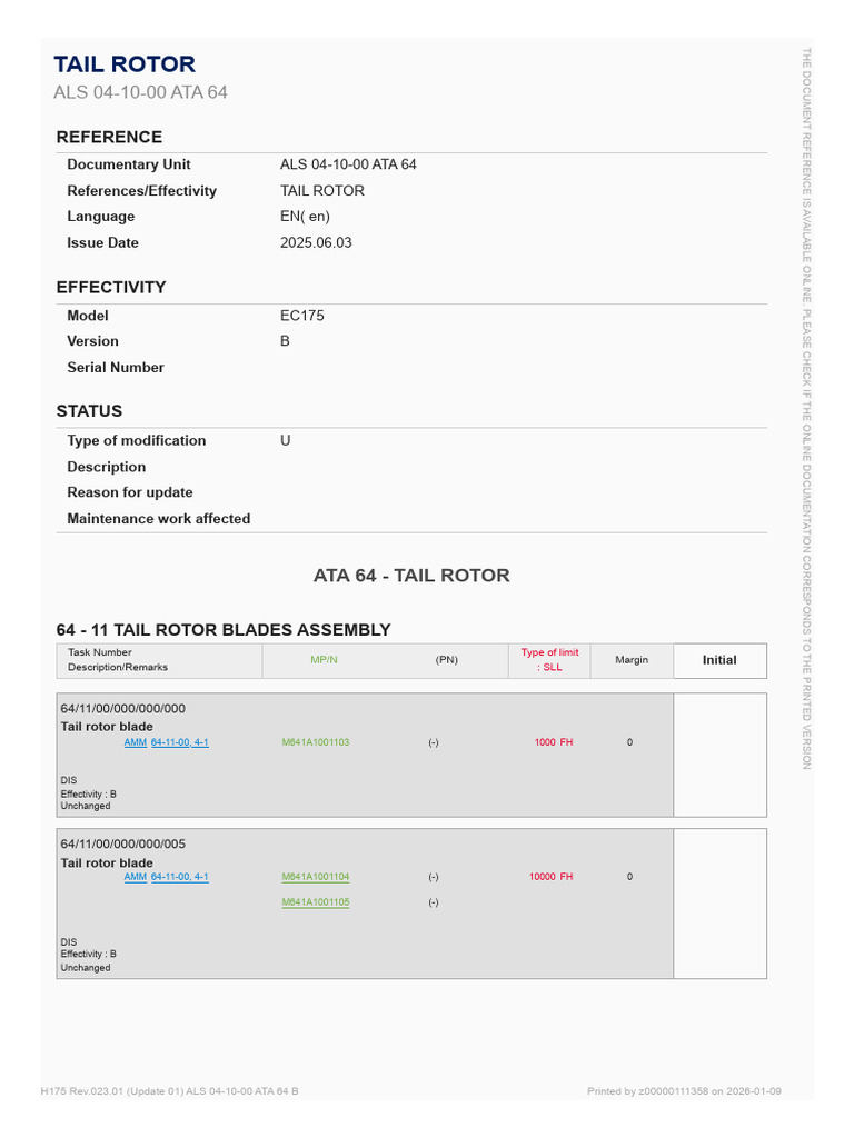 Tail Rotor Als 04-10-00 Ata 64 Rev Nr027 | PDF | Helicopter Rotor ...