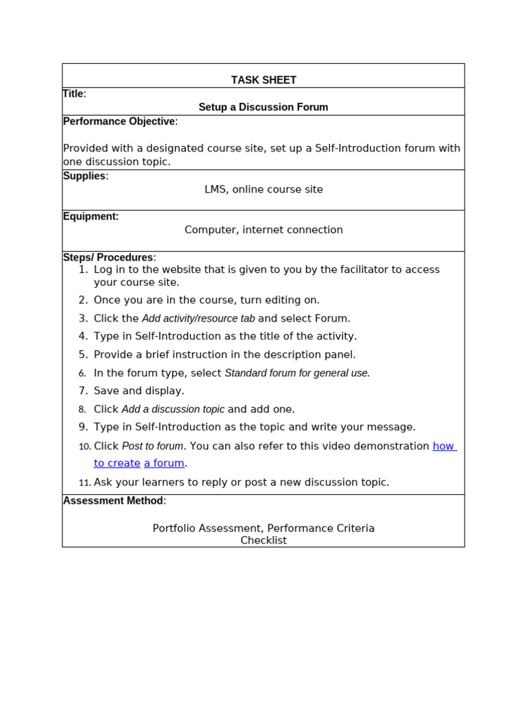 Task Sheet - Forum (1) | PDF