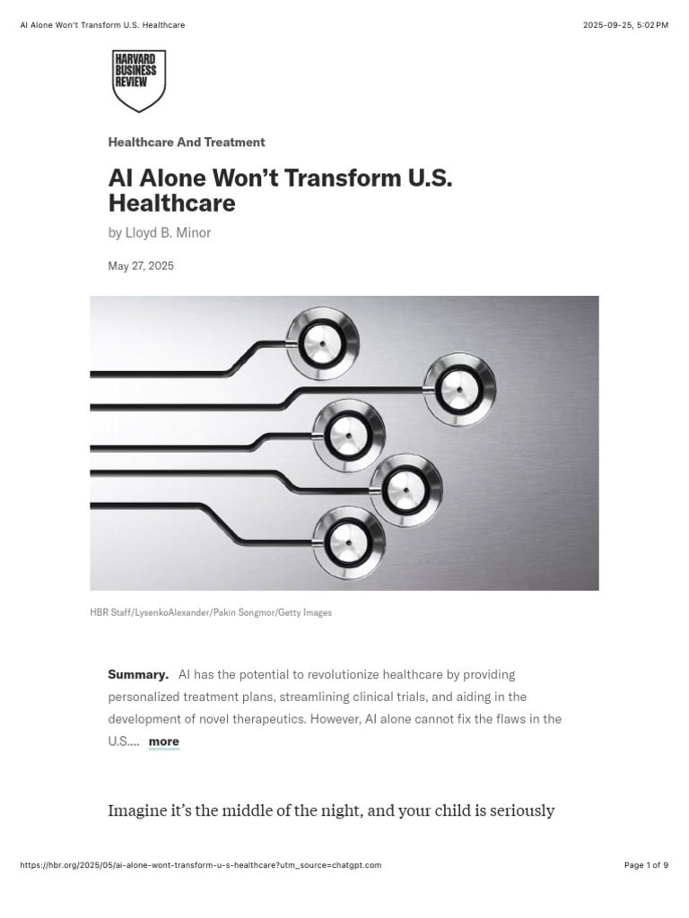 AI's Role in U.S. Healthcare Reform | PDF | Electronic Health Record ...