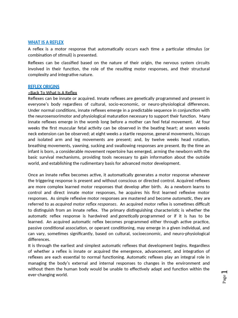 What is a Reflex | PDF | Autonomic Nervous System | Nervous System