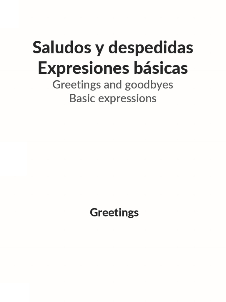 5.- Greetings and goodbyes, basic expressions (Level 1) | PDF