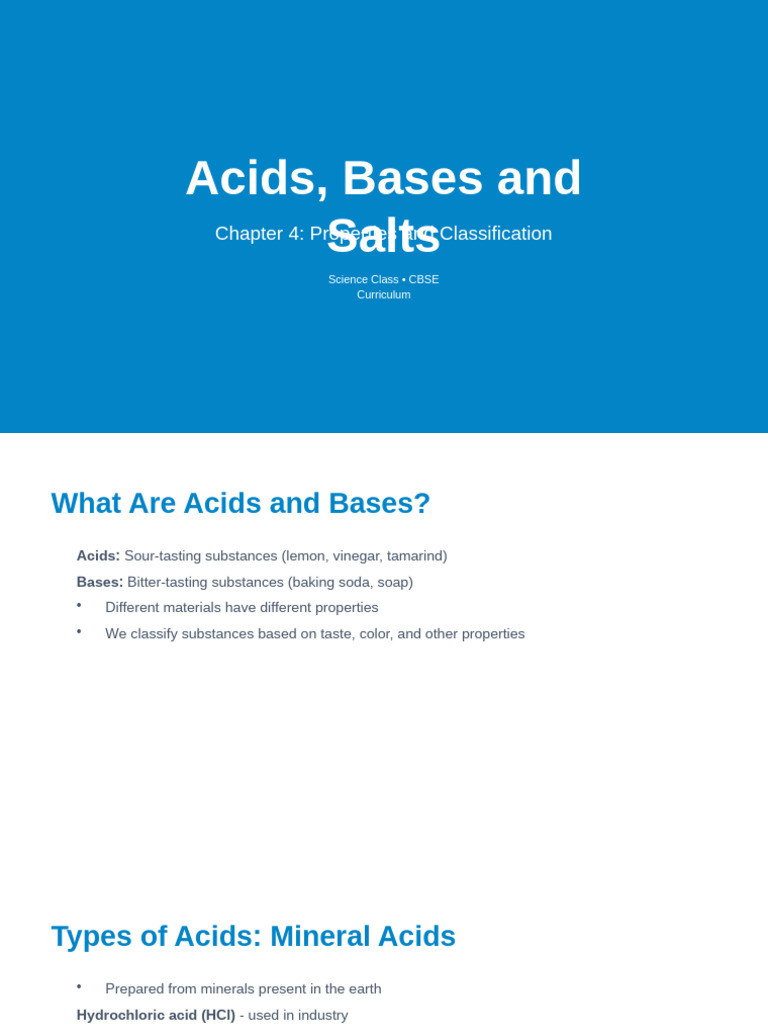 Acids, Bases, and Salts Overview | PDF | Acid | Salt (Chemistry)