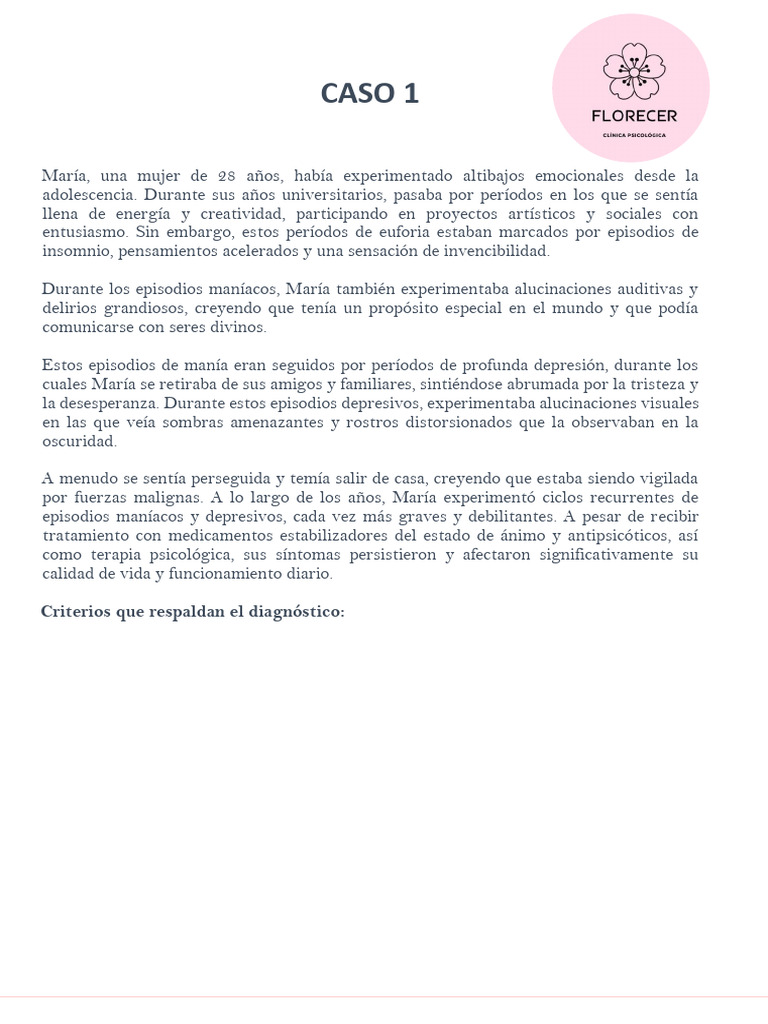 Casos TX. de Esquizofrenia | PDF | Manía | Trastorno depresivo mayor