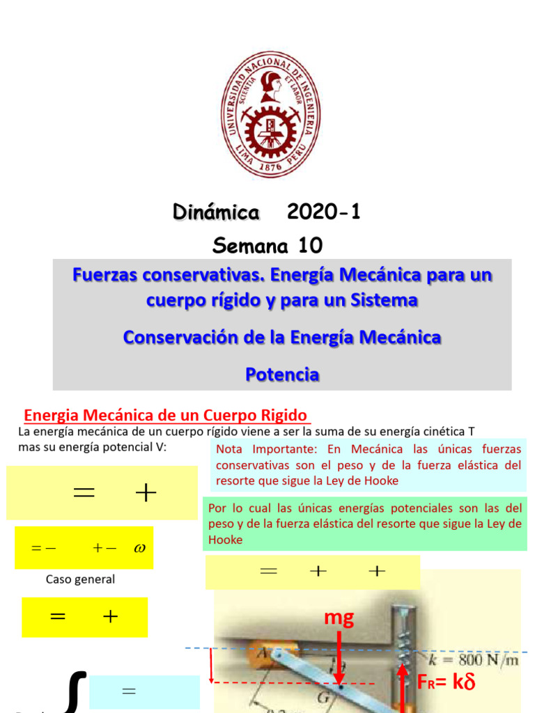 SEMANA 10-2020-1 UNI-FIM | PDF | Energía potencial | Poder (Física)