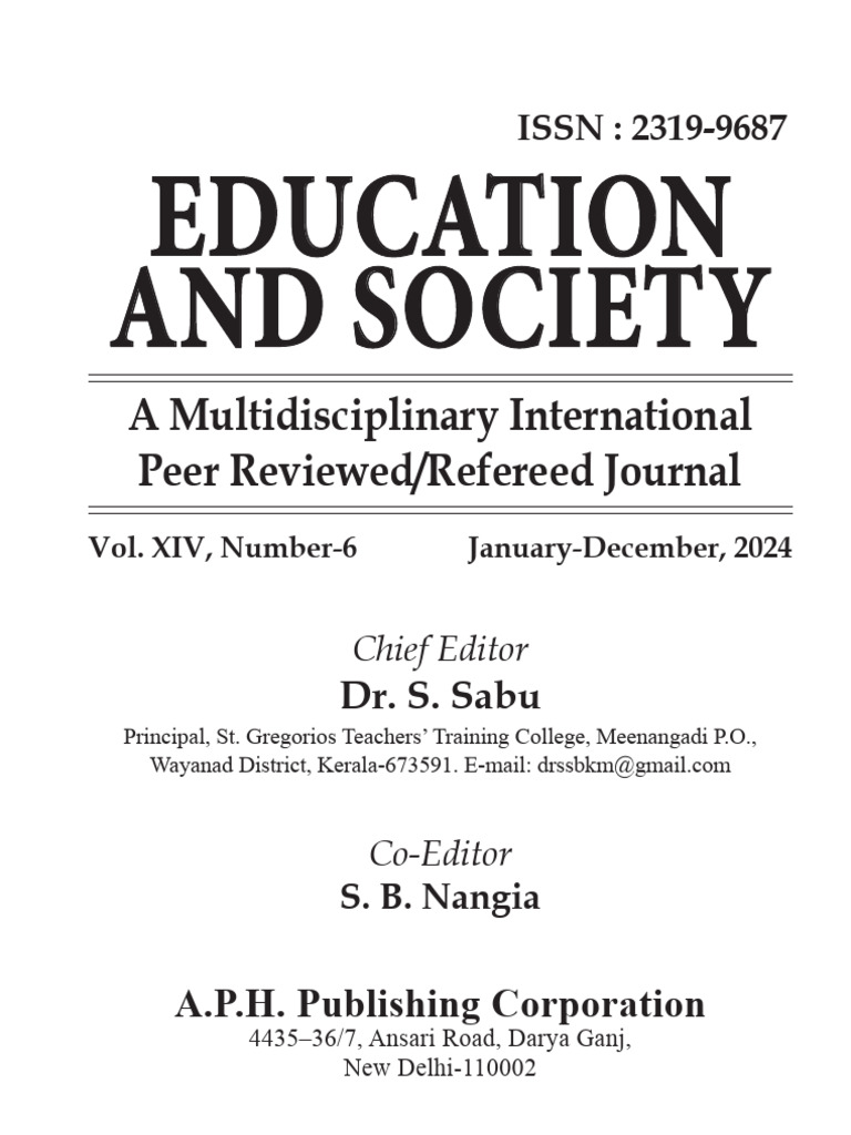 Education and Society 2024-Vol XIV.No 6 | PDF | Teacher Education ...