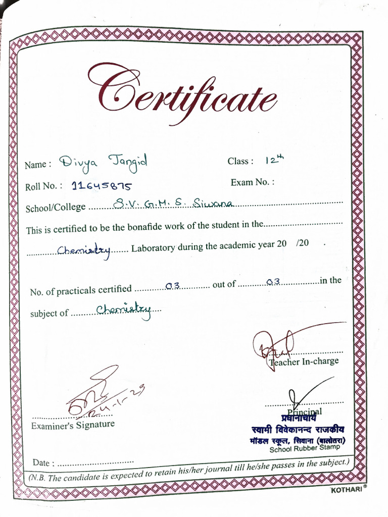 Copy of Chemistry Practical | PDF