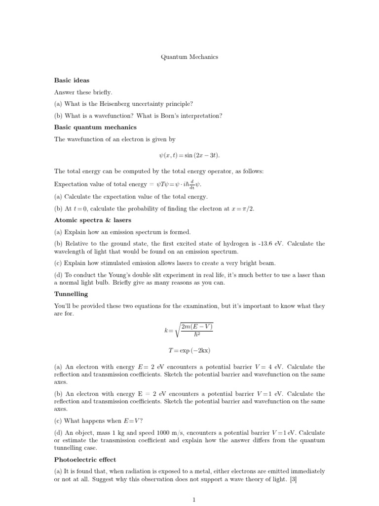 Quantum Exercise | PDF | Emission Spectrum | Electron