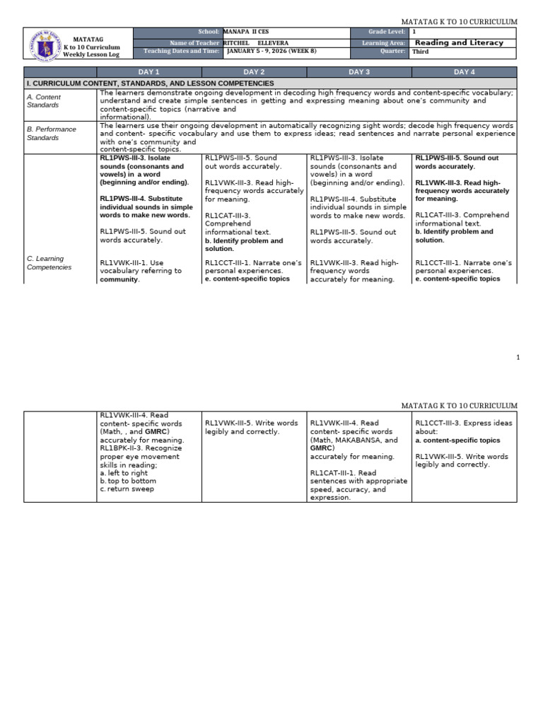 K to 10 Reading Lesson Plan | PDF | Reading Comprehension | Vocabulary