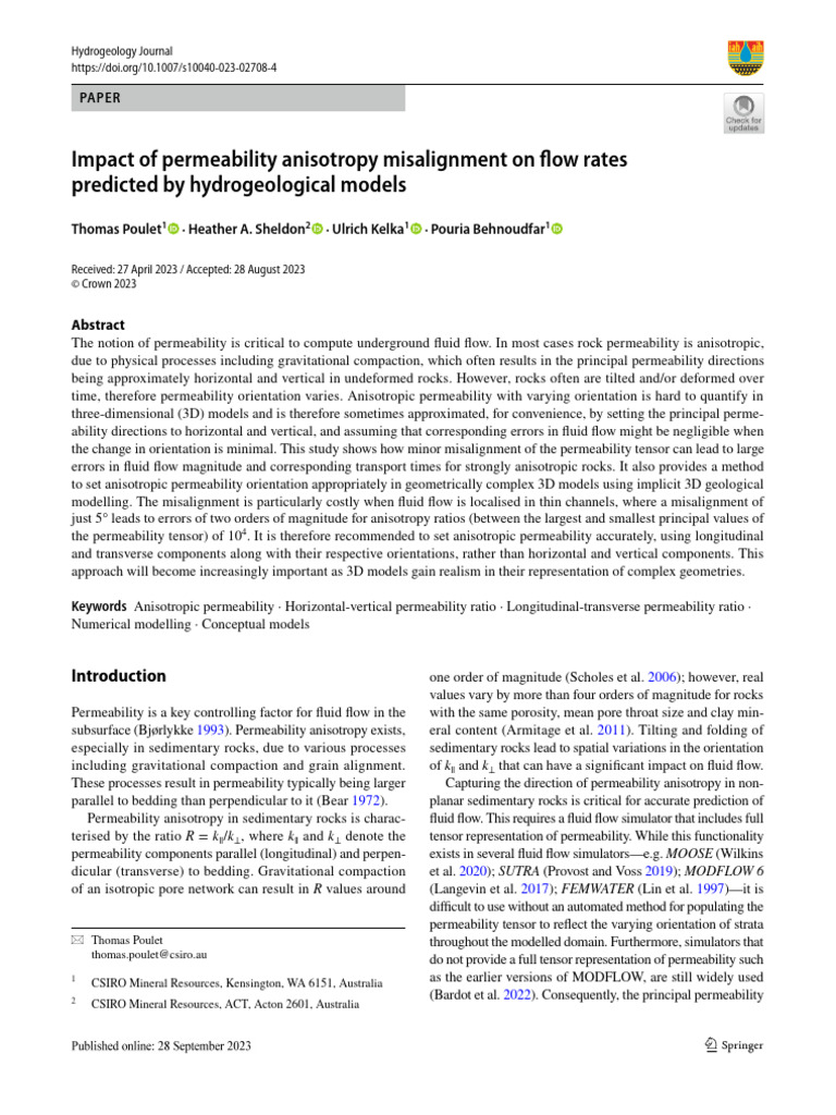Permeability Anisotropy and Flow Rates | PDF | Anisotropy | Chemistry