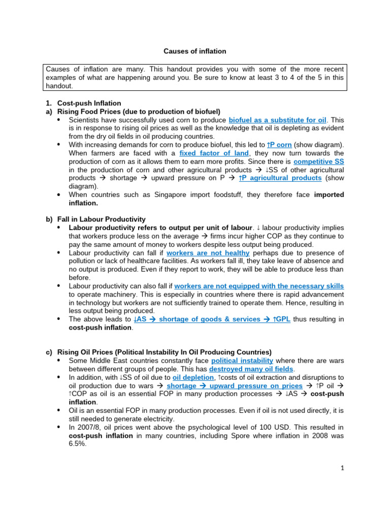 Key Causes of Inflation Explained | PDF | Inflation | Labour Economics
