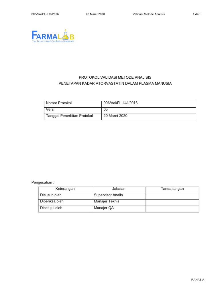 Validasi Metode Atorvastatin Plasma | PDF