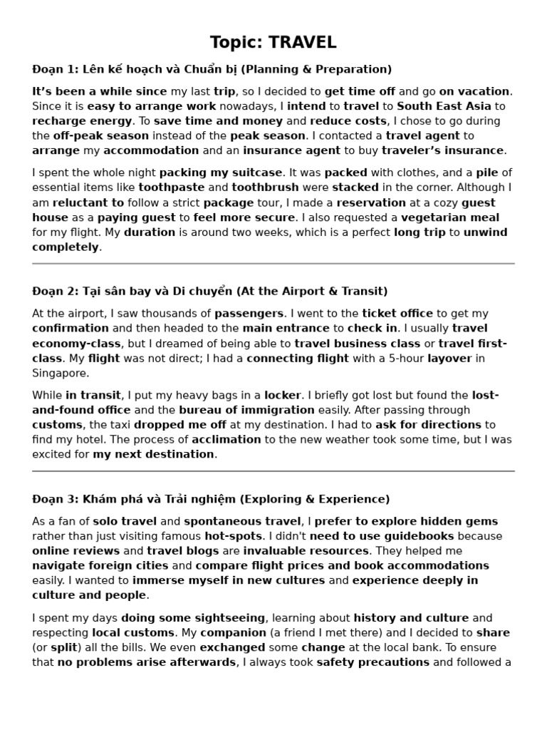 Paragraph Topic Travel | PDF | Transport