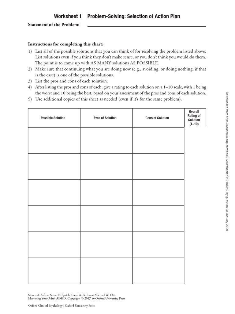 Action Plan Selection Worksheet | PDF